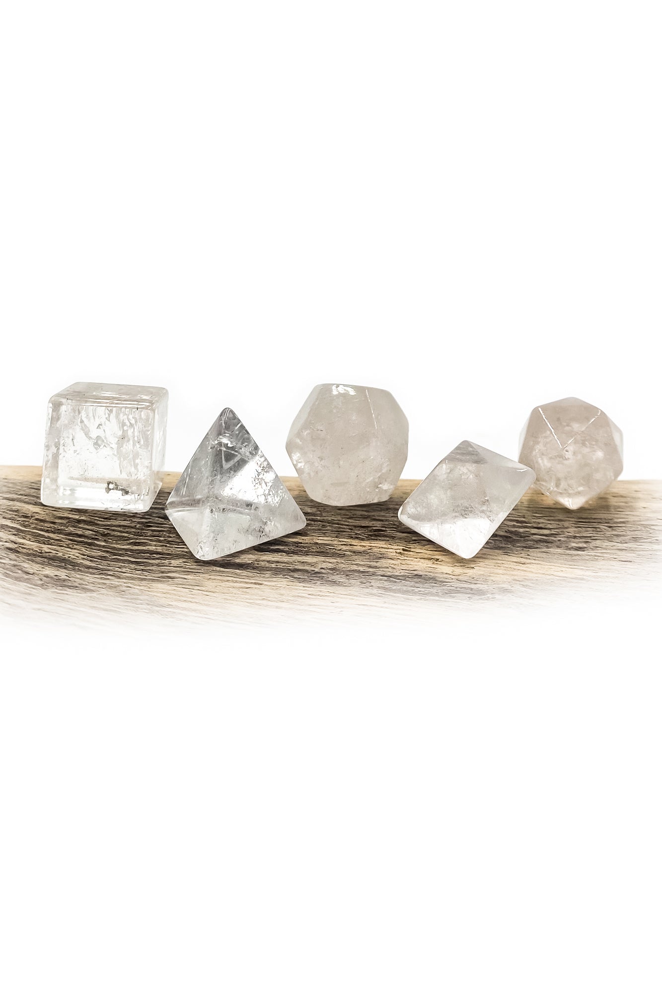 Platonic Solid, Crystal Clear Quartz shaped into sacred geometric shap